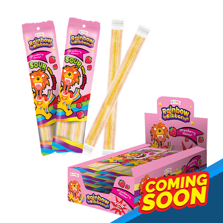 YLF Food Beardy Beardy Rainbow Ribbon - Strawberry Flavour 40g